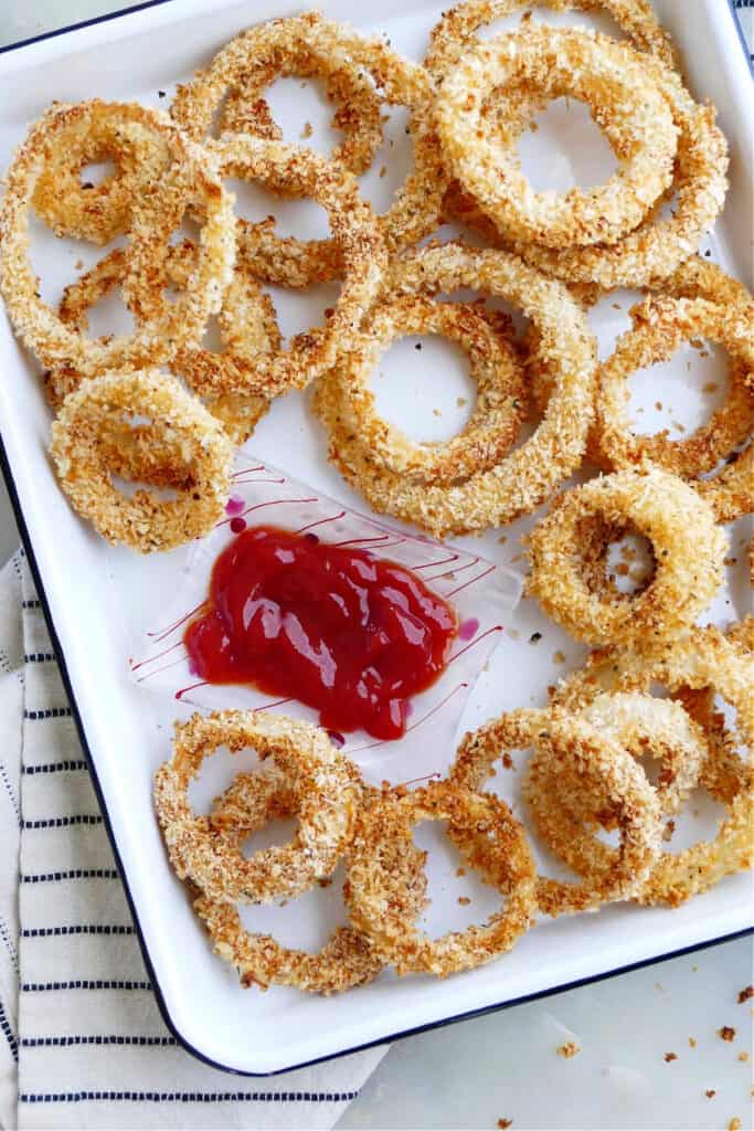 Oven Baked Panko Onion Rings - It's a Veg World After All®