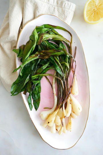 Simple Sea Salt and Lemon Grilled Ramps - It's a Veg World After All®