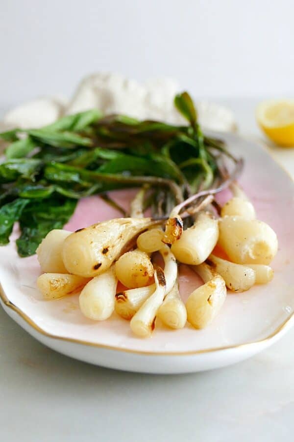 Simple Sea Salt and Lemon Grilled Ramps - It's a Veg World After All®