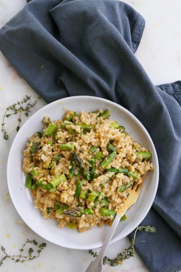 Baked Brown Rice Risotto with Asparagus - It's a Veg World After All®