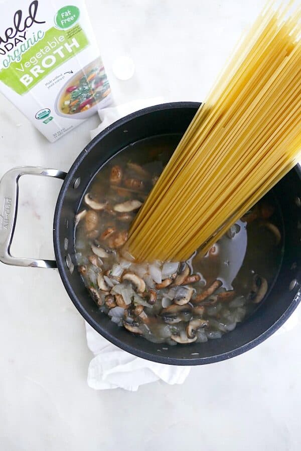 One Pot Mushroom Spaghetti - It's a Veg World After All®