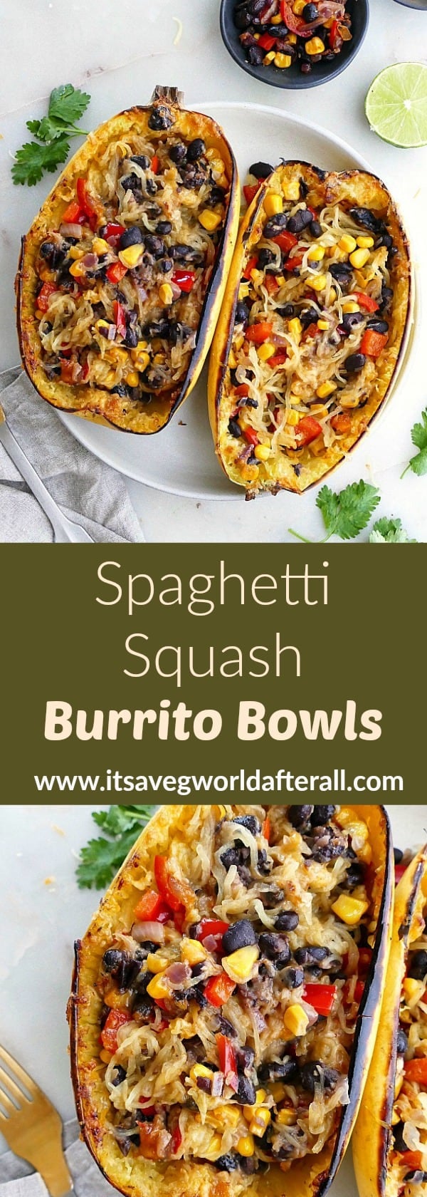 Spaghetti Squash Burrito Bowls - It's a Veg World After All®