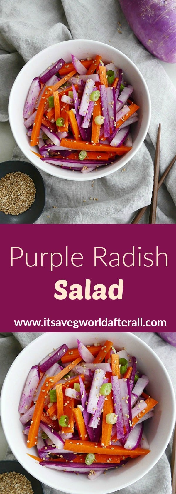Purple Radish Salad with Sesame Dressing - It's a Veg World After All®