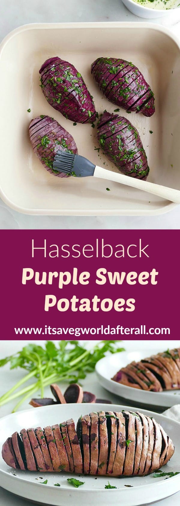 Hasselback Purple Sweet Potato Recipe - It's a Veg World After All®
