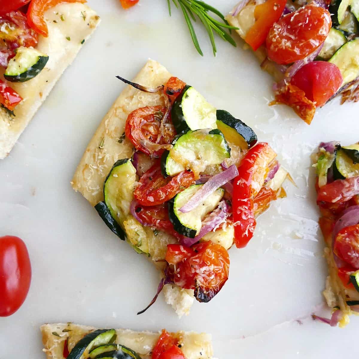 Roasted Veggie Flatbread Appetizer - It's a Veg World After All®