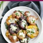 Red, White, and Blue Cheese Crispy Smashed Potatoes - It's a Veg World ...