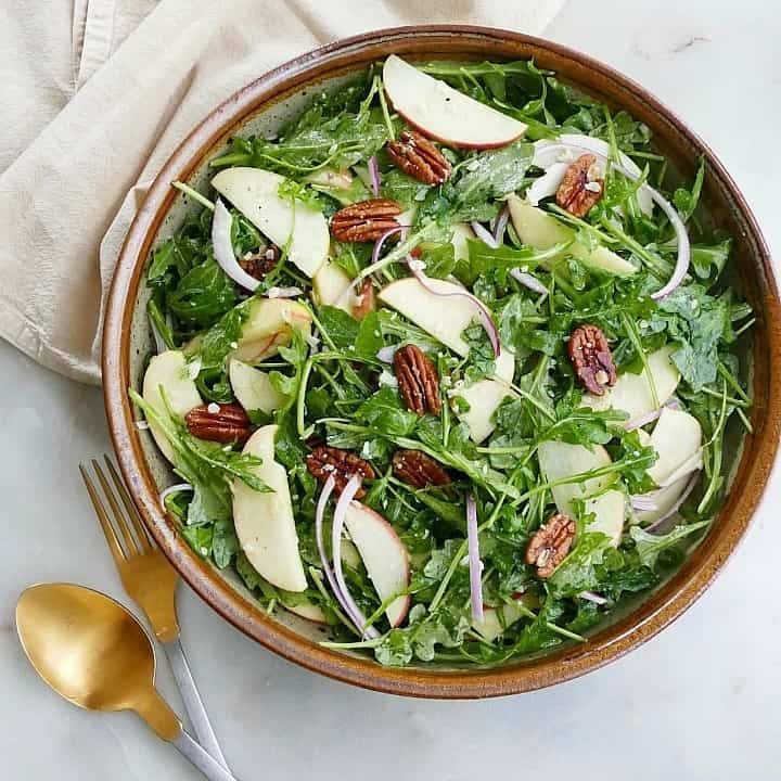Arugula Apple Salad with Pecans - It's a Veg World After All®