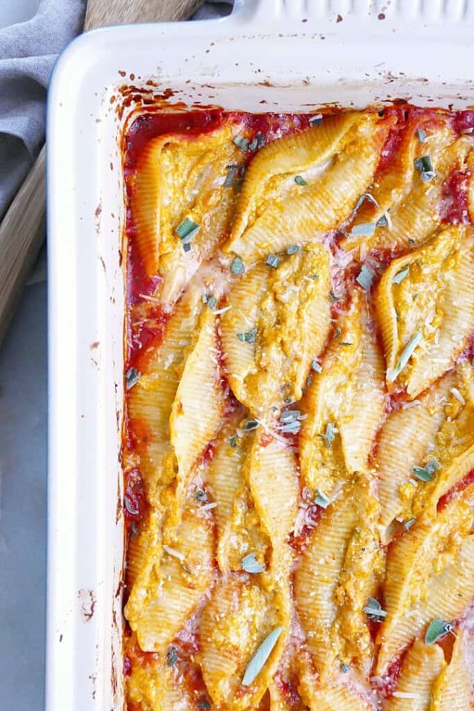 Ricotta Pumpkin Stuffed Shells - It's a Veg World After All®