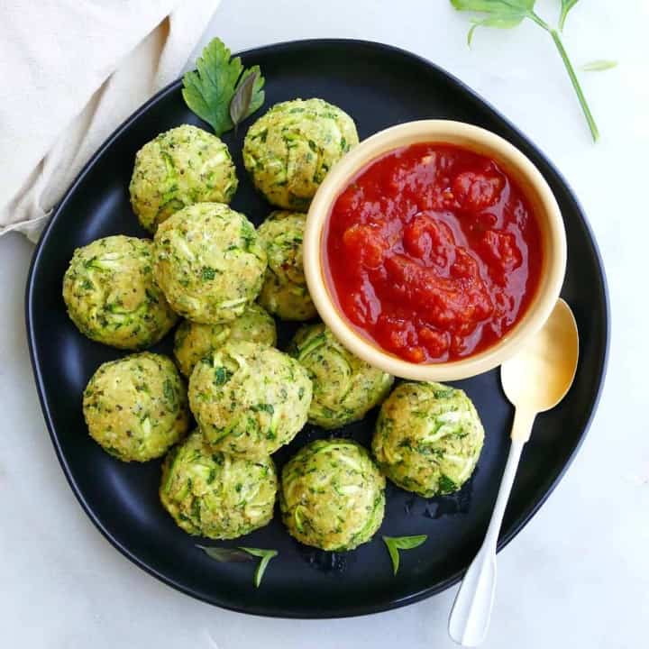 Baked Italian Zucchini Balls Recipe - It's a Veg World After All®