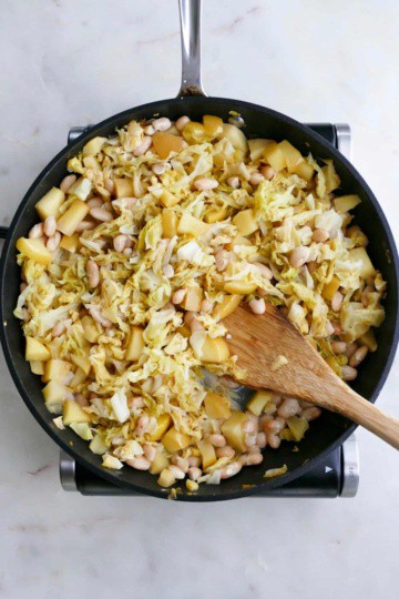 Stewed Cabbage, Apples, and White Beans - It's a Veg World After All®