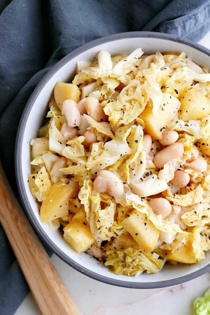 Stewed Cabbage, Apples, and White Beans - It's a Veg World After All®