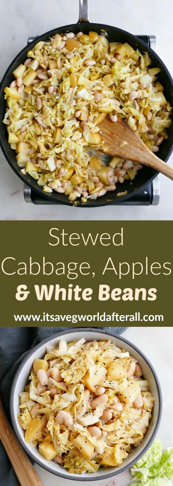 Stewed Cabbage, Apples, and White Beans - It's a Veg World After All®
