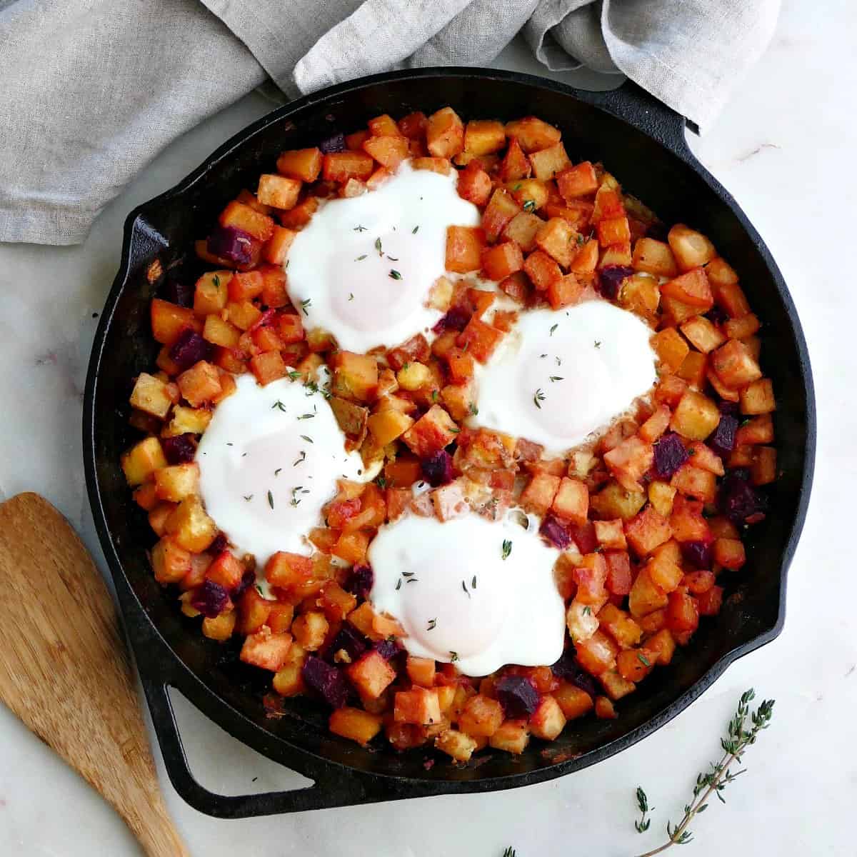 Root Vegetable Hash with Eggs - It's a Veg World After All®