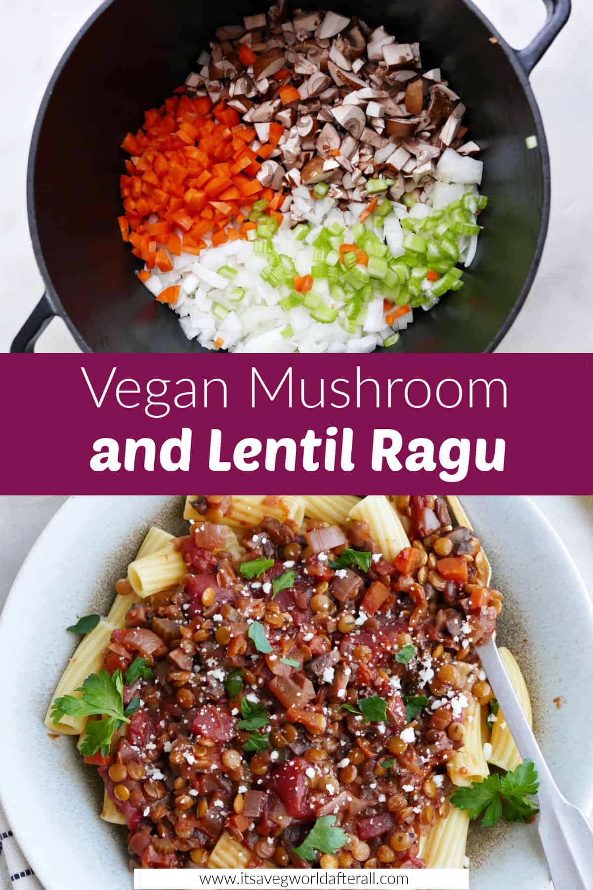 Mushroom and Lentil Ragu Recipe - It's a Veg World After All®