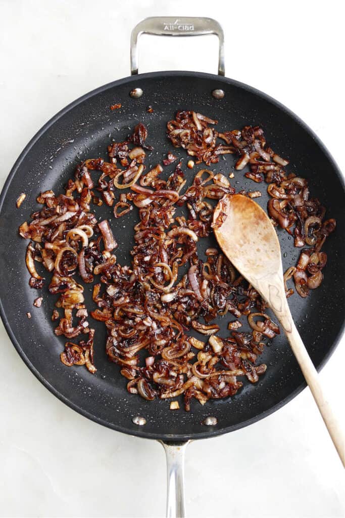 Balsamic Caramelized Shallot Pasta - It's a Veg World After All®