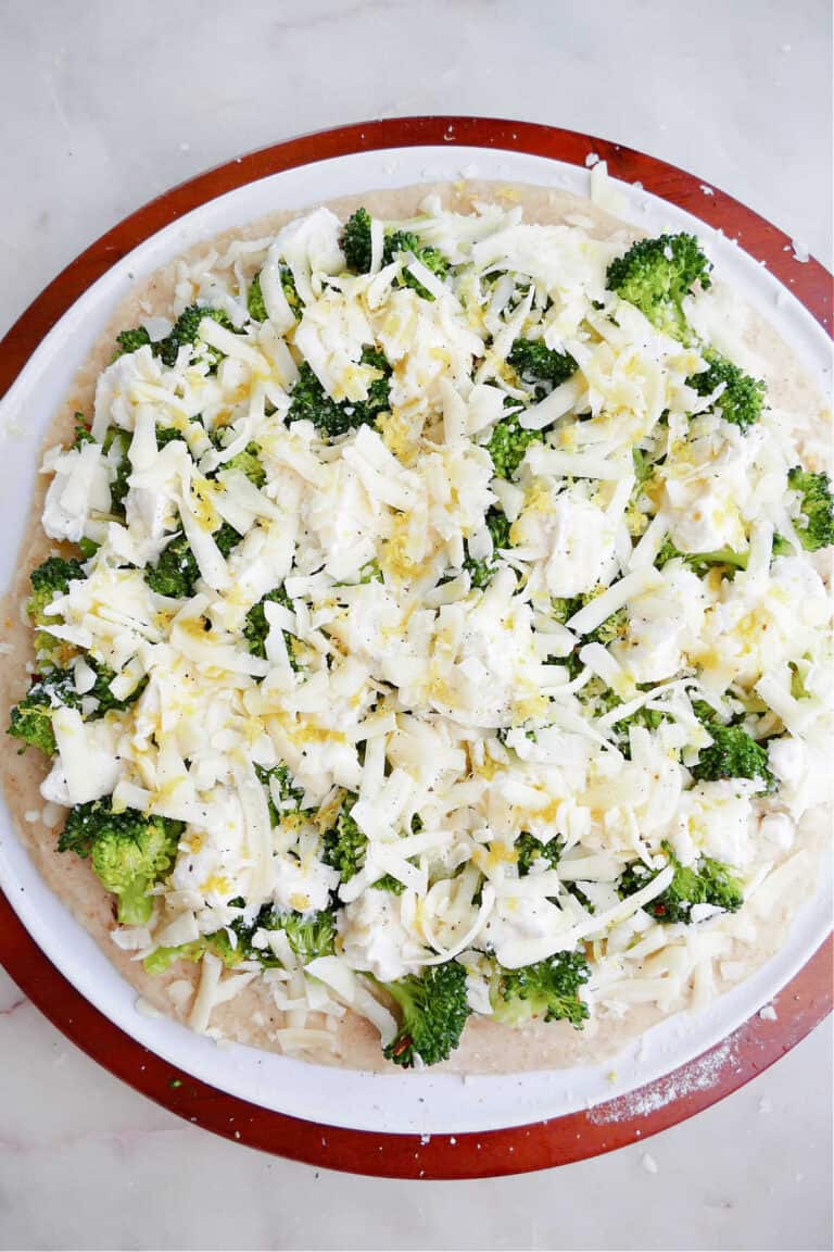 Homemade White Pizza with Broccoli - It's a Veg World After All®