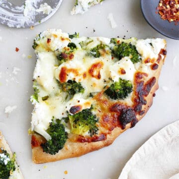Homemade White Pizza with Broccoli - It's a Veg World After All®