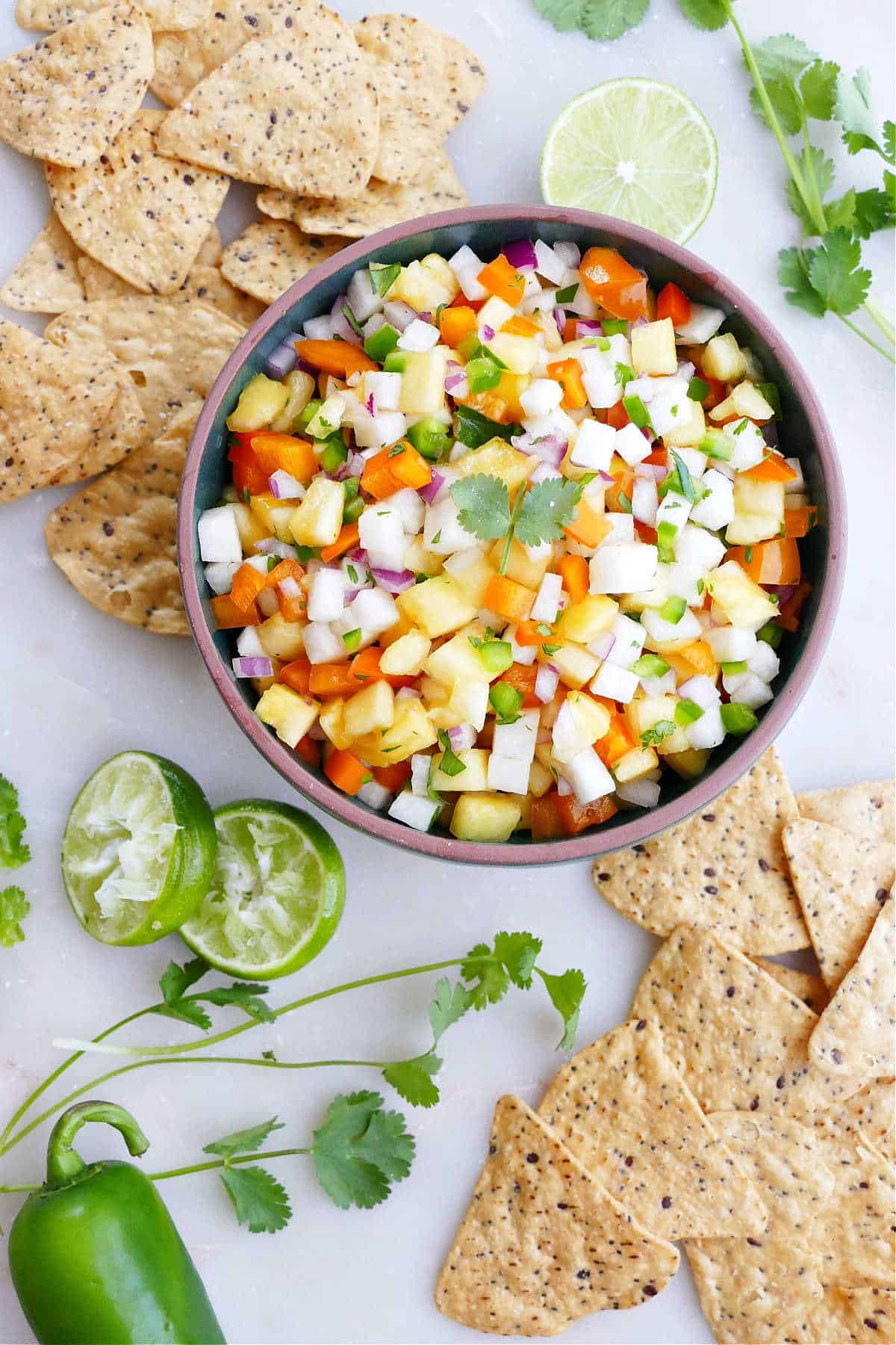 Homemade Pineapple Jicama Salsa - It's a Veg World After All®