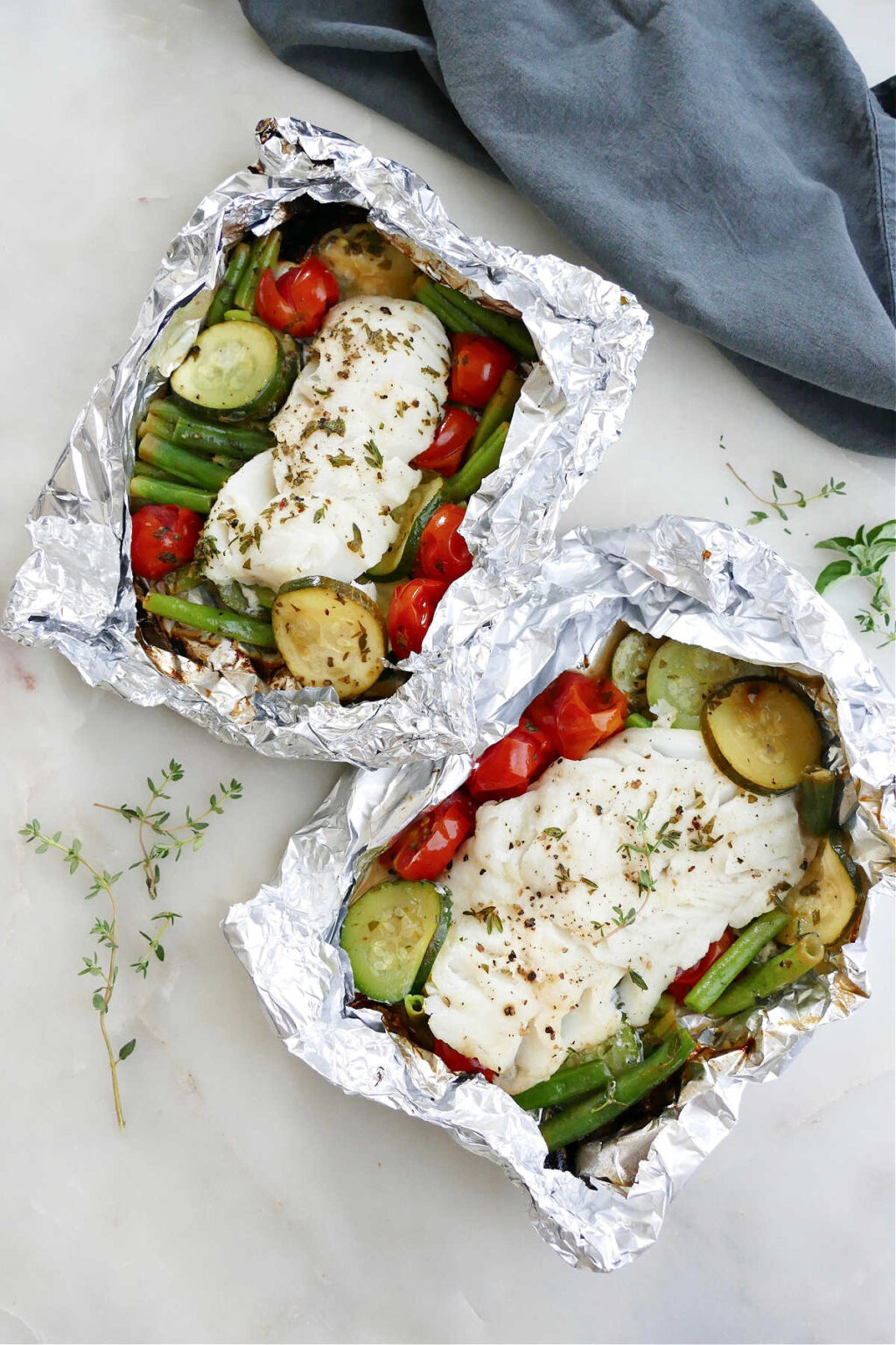Grilled Cod Foil Packets with Vegetables - It's a Veg World After All®