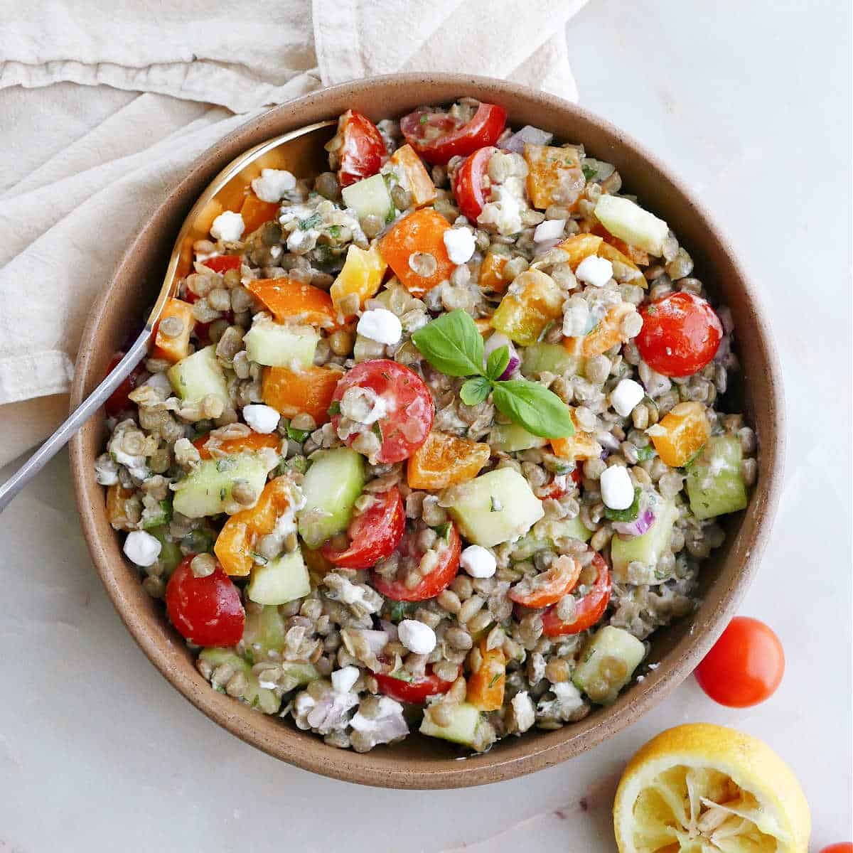 Best Greek Lentil Salad - It's a Veg World After All®