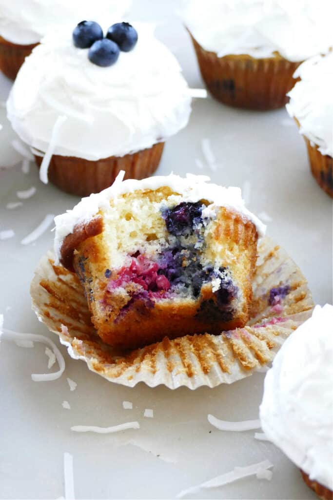 Mixed Berry Cupcakes with Coconut Buttercream - It's a Veg World After All®