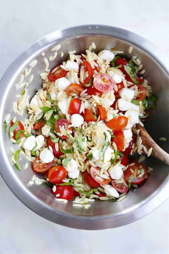 Caprese Orzo Salad - It's a Veg World After All®