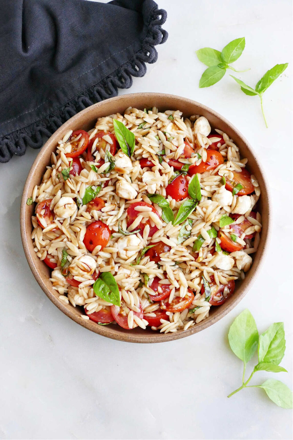 Caprese Orzo Salad - It's a Veg World After All®