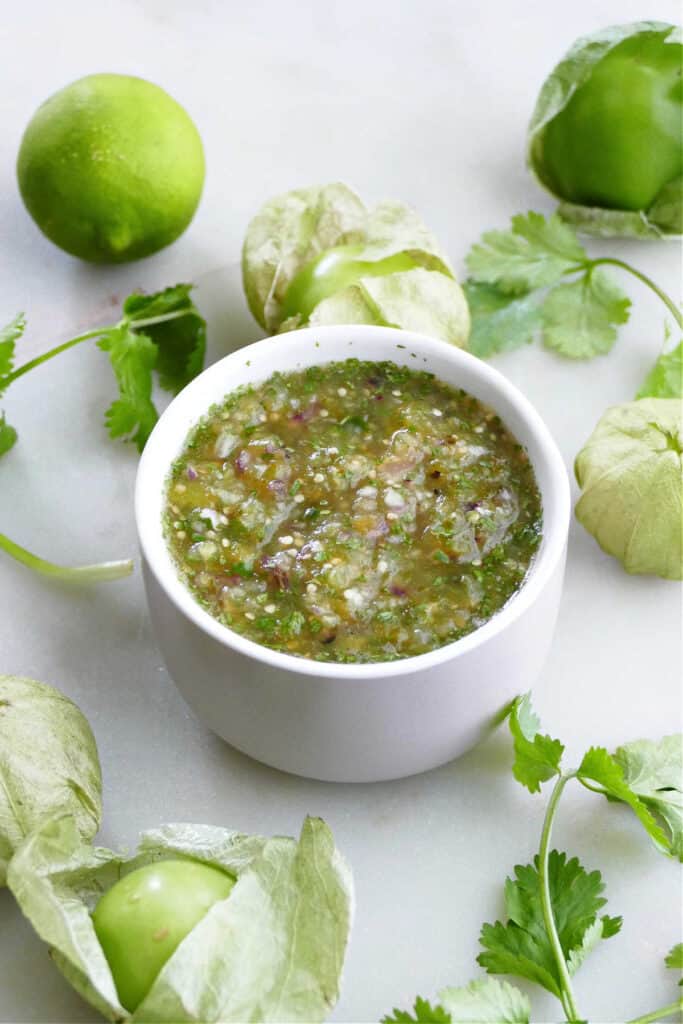 Tomatillo Green Chili Salsa (Salsa Verde) - It's a Veg World After All®