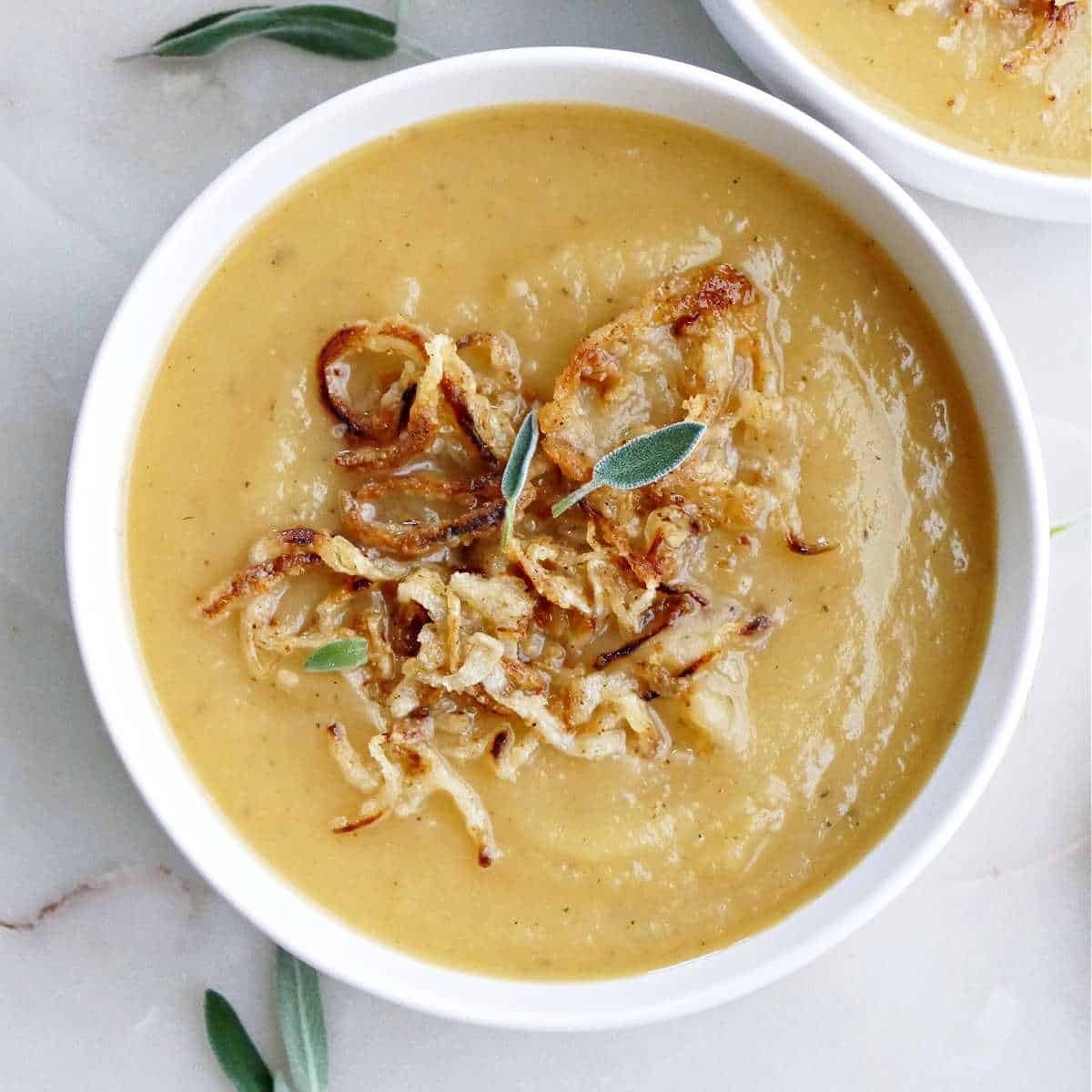 Swede Soup with Crispy Onions - It's a Veg World After All®