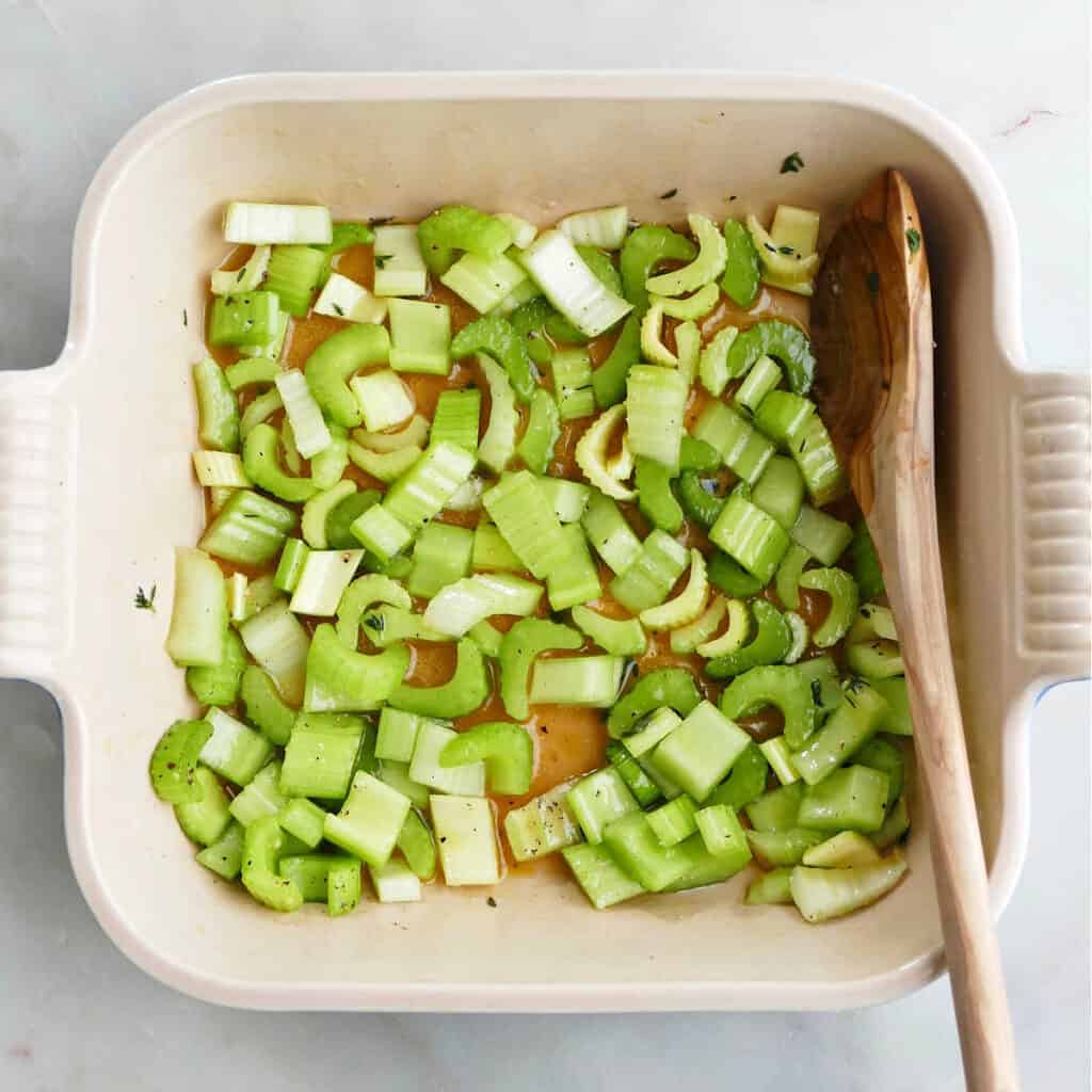 Roasted Celery with Dates and Blue Cheese - It's a Veg World After All®