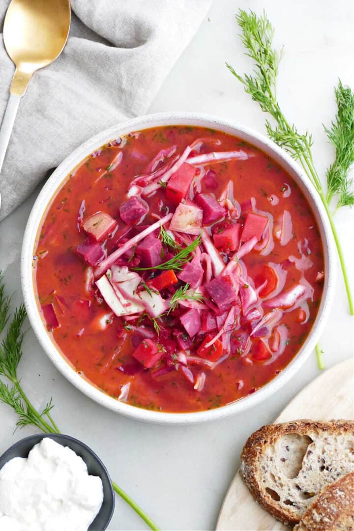 Slow Cooker Borscht (Vegetarian) - It's a Veg World After All®