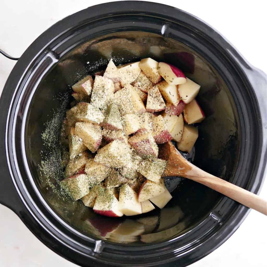 Slow Cooker Roasted Potatoes - It's a Veg World After All®