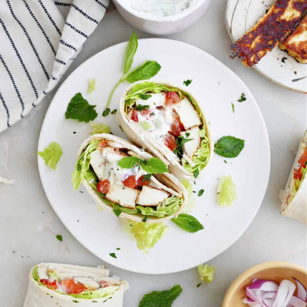 Halloumi Wraps with Yogurt Sauce - It's a Veg World After All®