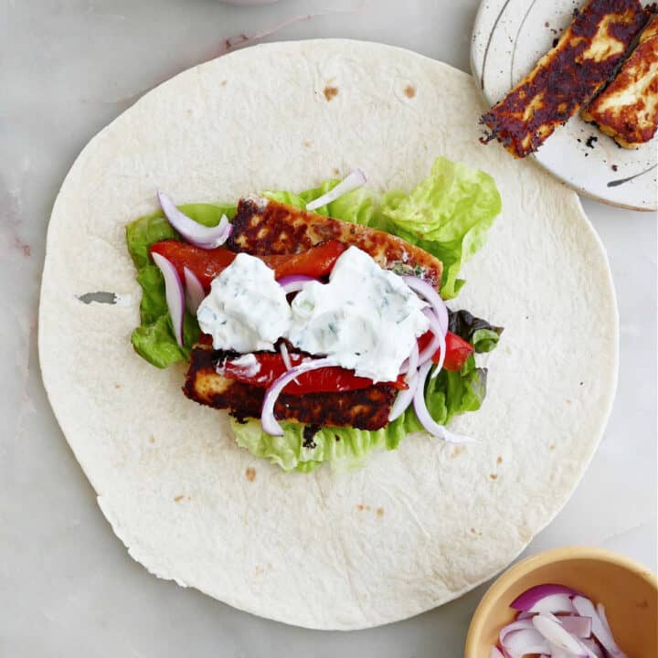 Halloumi Wraps with Yogurt Sauce - It's a Veg World After All®