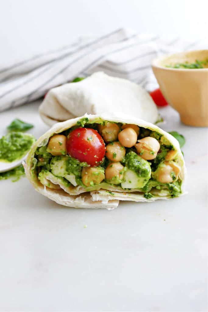 Pesto Wraps with Chickpeas - It's a Veg World After All®