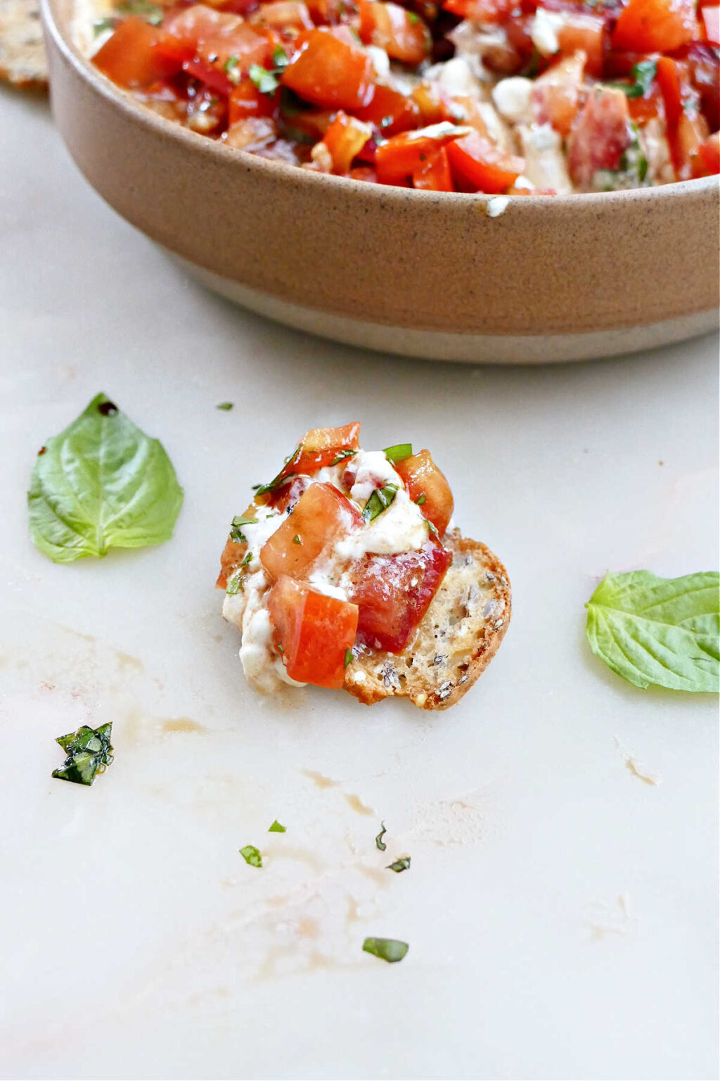 Cold Bruschetta Dip with Crème Fraîche - It's a Veg World After All®
