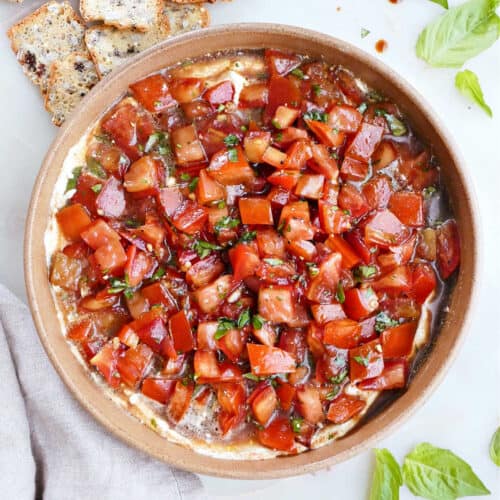 Cold Bruschetta Dip with Crème Fraîche - It's a Veg World After All®