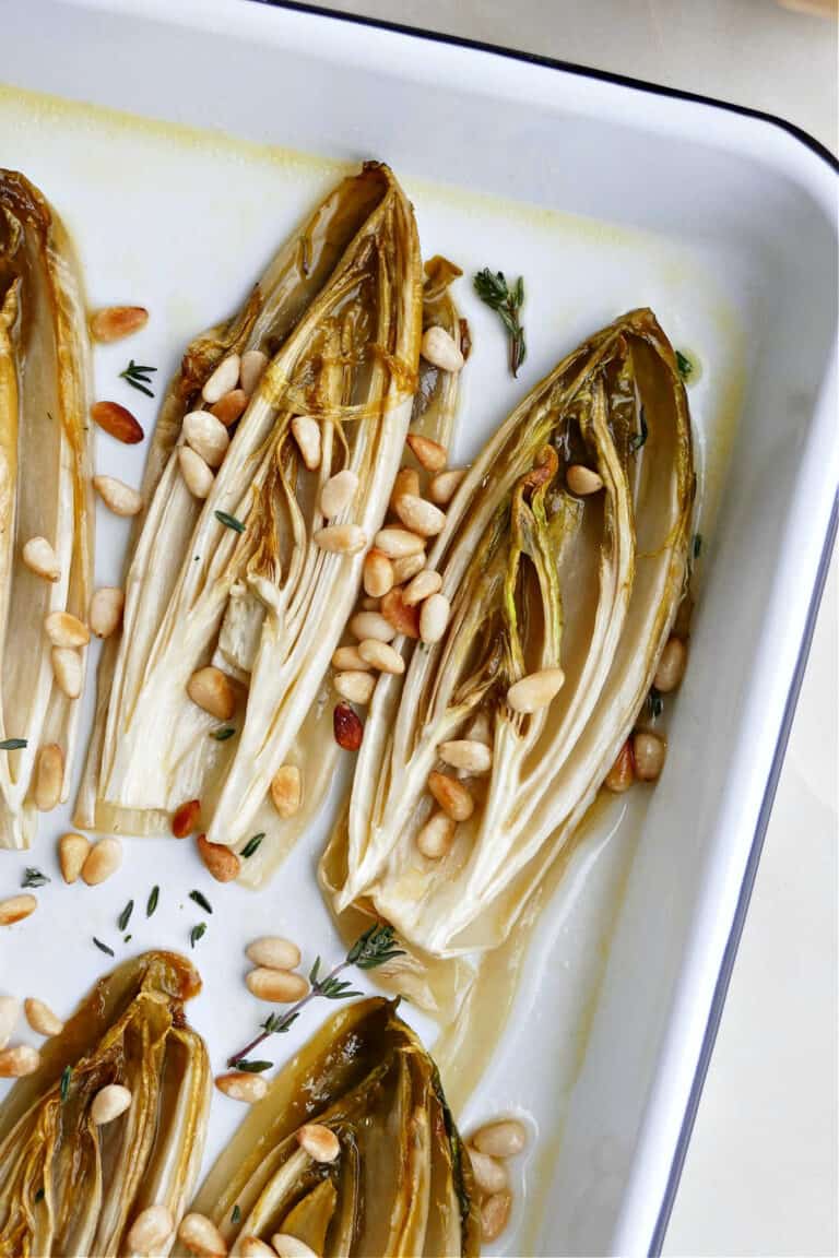 Roasted Endive with Honey and Pine Nuts - It's a Veg World After All®