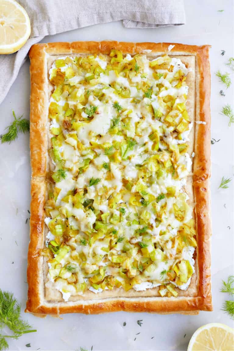 Leek Puff Pastry Tart with Gruyere - It's a Veg World After All®