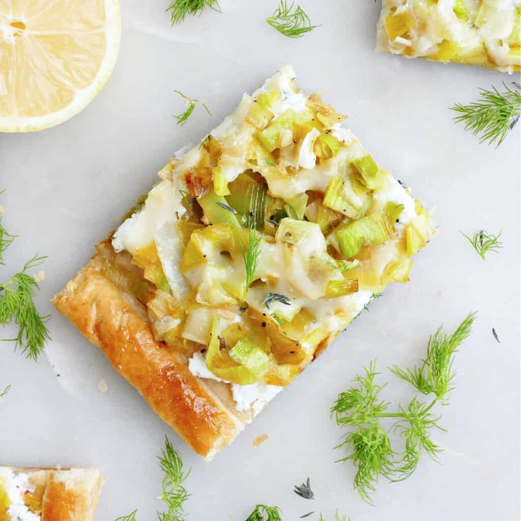 Leek Puff Pastry Tart with Gruyere - It's a Veg World After All®