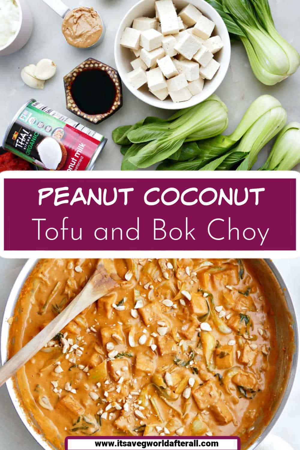 Peanut Coconut Milk Tofu and Bok Choy - It's a Veg World After All®