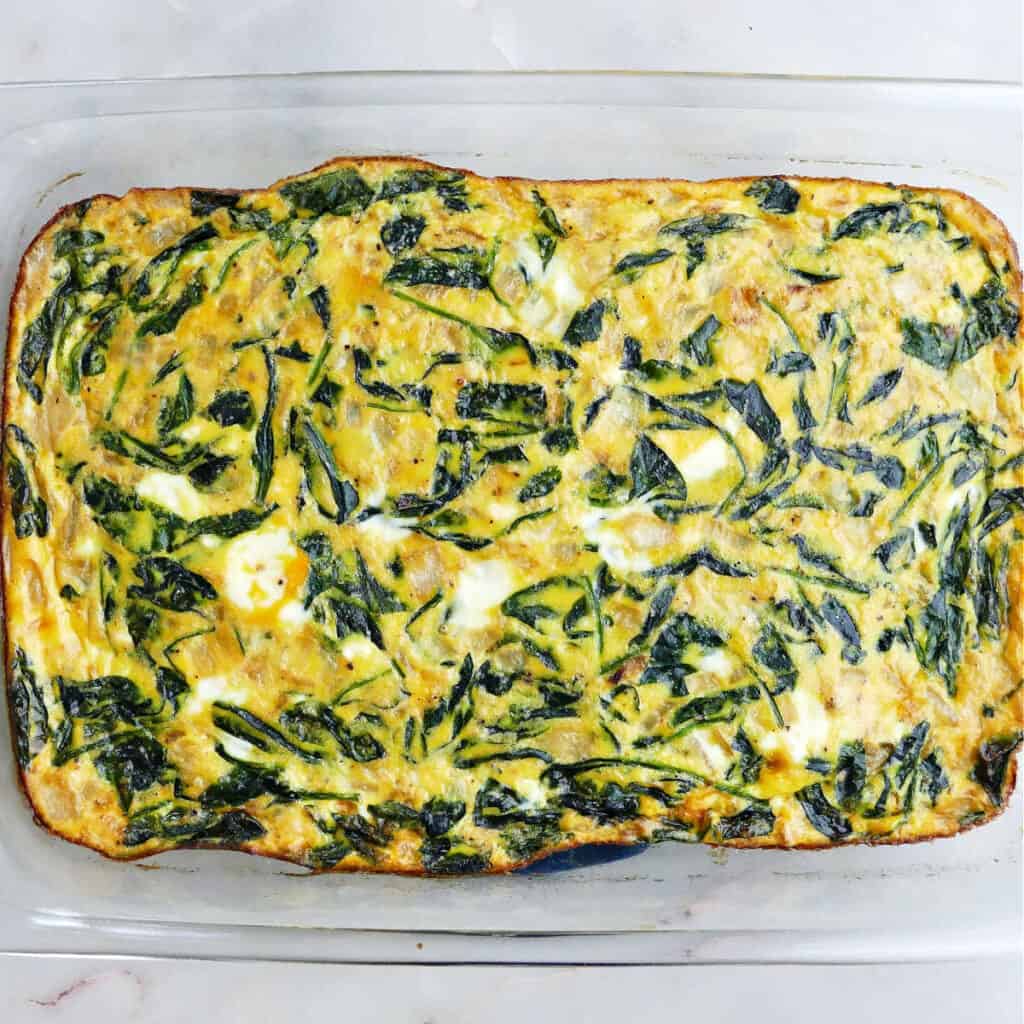 Spinach Feta Egg Bake - It's a Veg World After All®