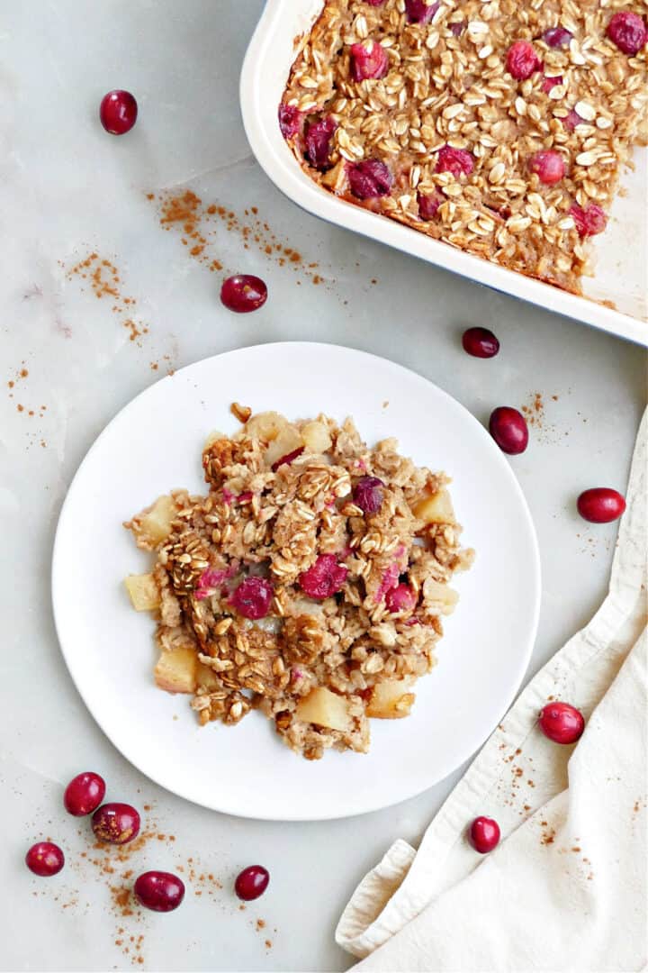 Cranberry Apple Oatmeal Bake - It's a Veg World After All®